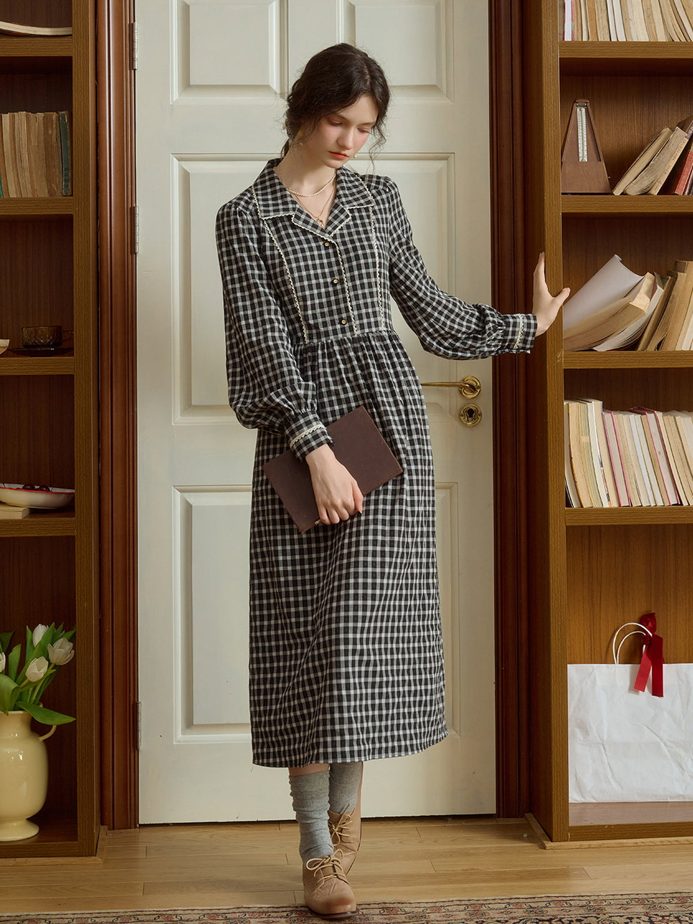 Timeless Check Cottagecore Dress