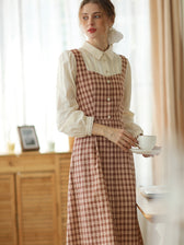 Vintage-Inspired Plaid Pinafore Dress