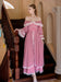 Pink Princess Off-Shoulder Lace Dress -Vintage Princesscore Outfit