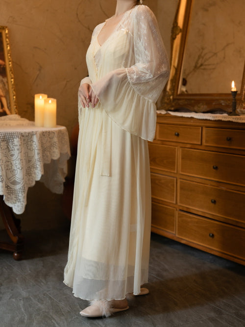 Sheer Robe Fairy Yellow Night Dress – Fairytale Aesthetic Outfit