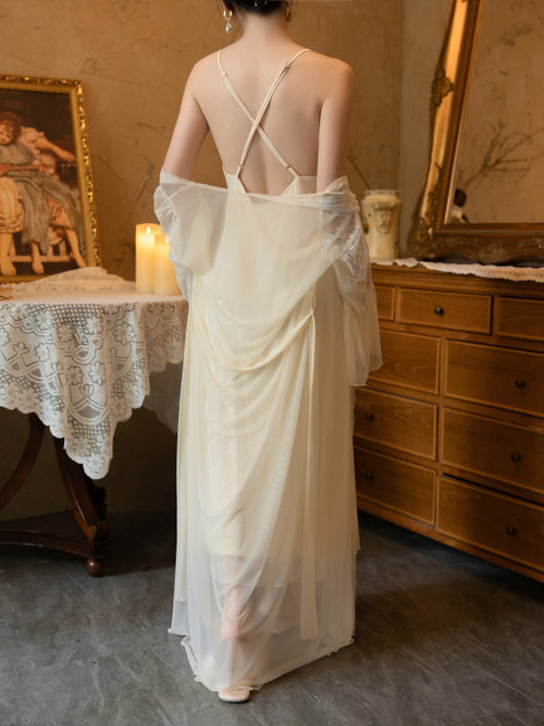 Sheer Robe Fairy Yellow Night Dress – Fairytale Aesthetic Outfit