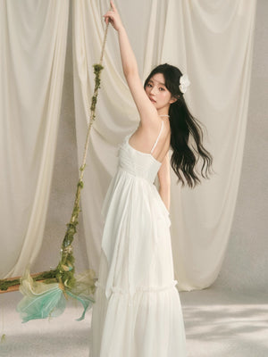White Rose Fairycore Dress – Ethereal Aesthetic Outfit