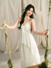 White Rose Fairycore Dress – Ethereal Aesthetic Outfit