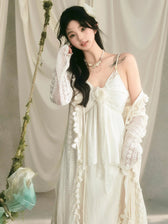 White Rose Fairycore Dress – Ethereal Aesthetic Outfit