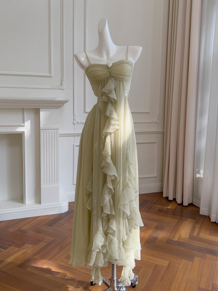 Sage Ruffle Chiffon Dress – Fairycore Aesthetic Outfit